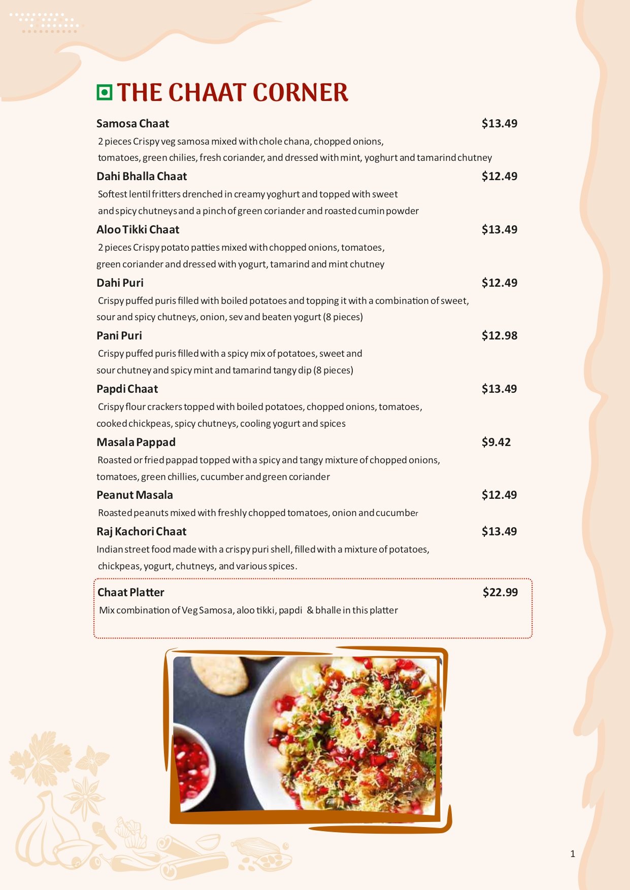 Menu - Namaste Melbourne